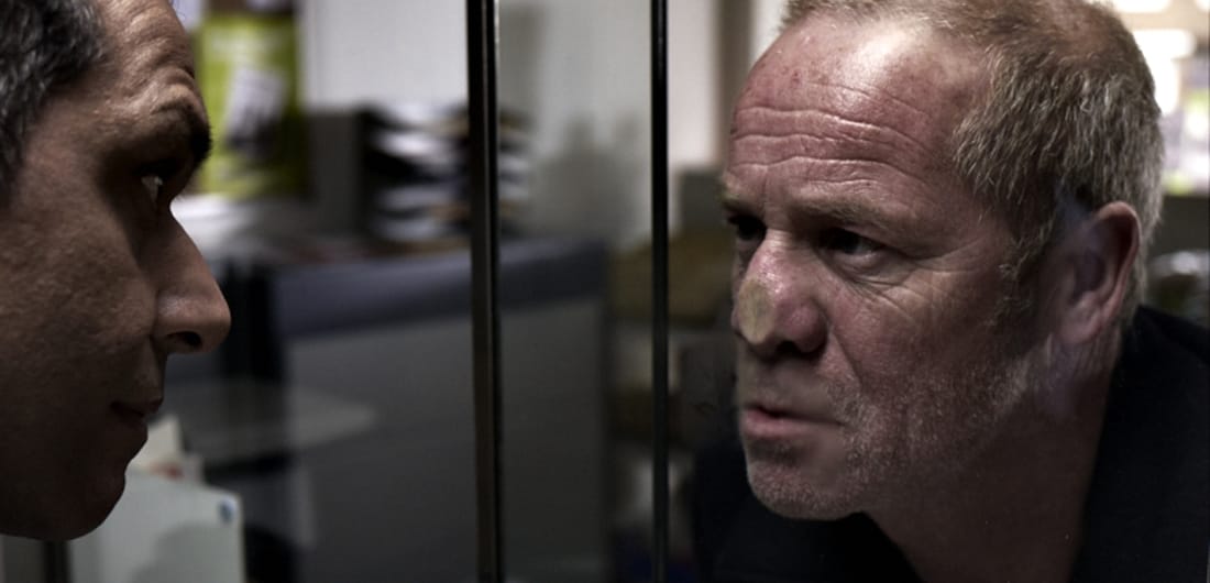 20 Archie Lal & Peter Mullan in Tyrannosaur Banner | Strand Releasing